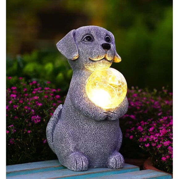 Accents | New Solar Dog Garden Statues 84 Dog Decor With Gazing Ball ...